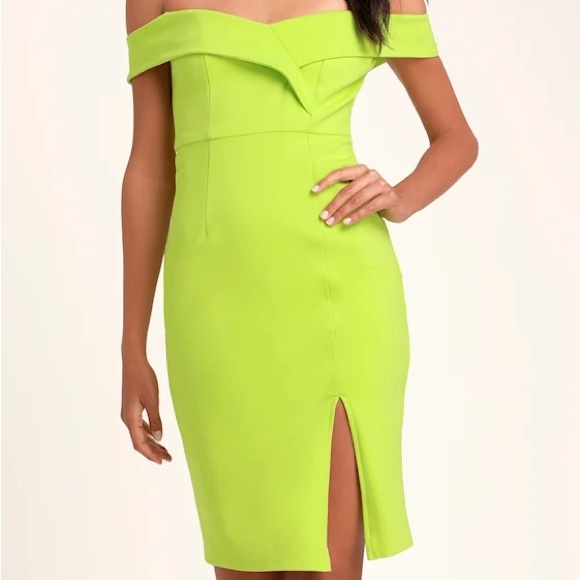 Lulus | Dresses | Lulus Women M Classic Glam Lime Green Off The ...